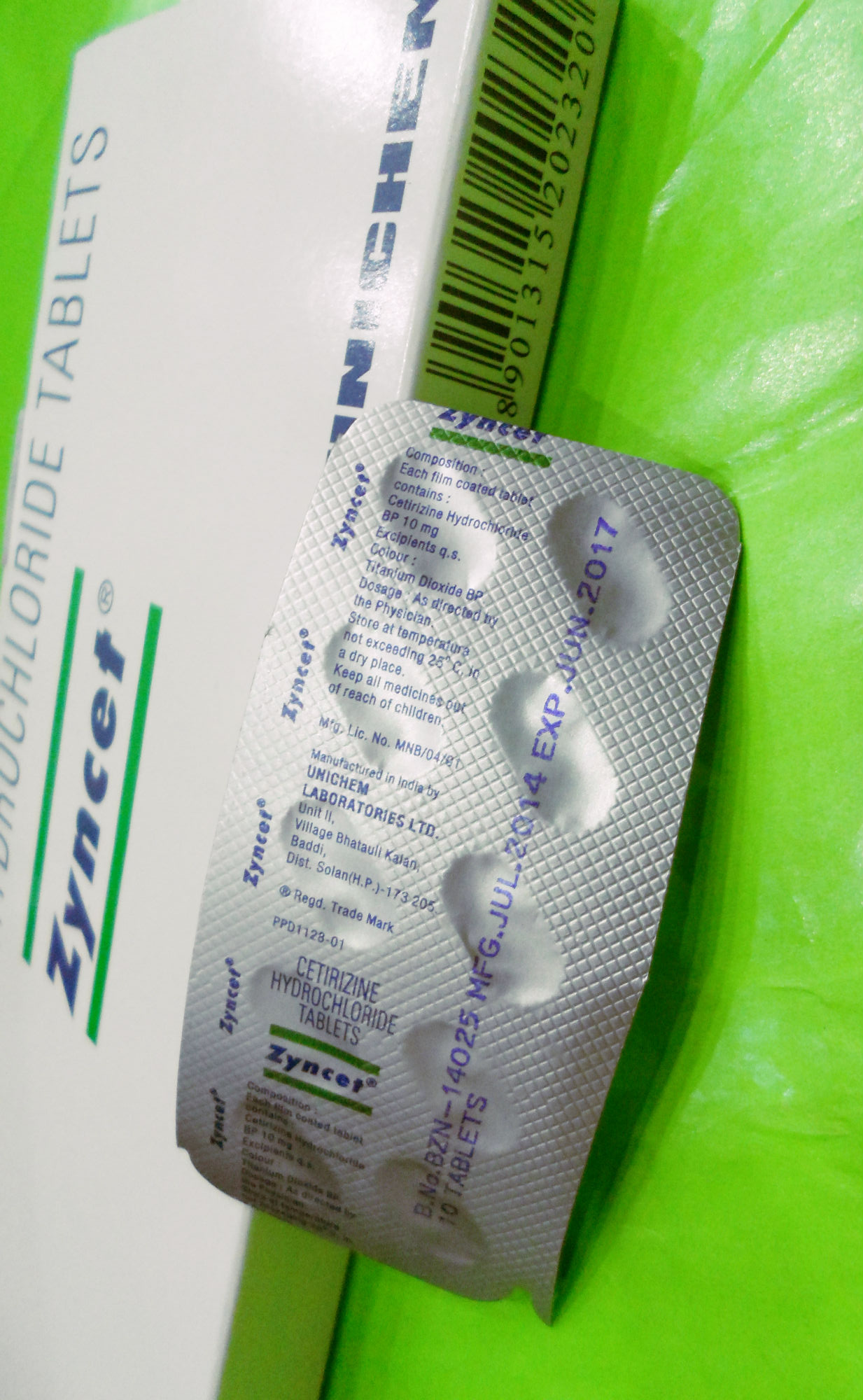 Cetirizine hydrochloride-Unichem-Allergic-Cetirizine-10mg-Zyncet | UsPharmz